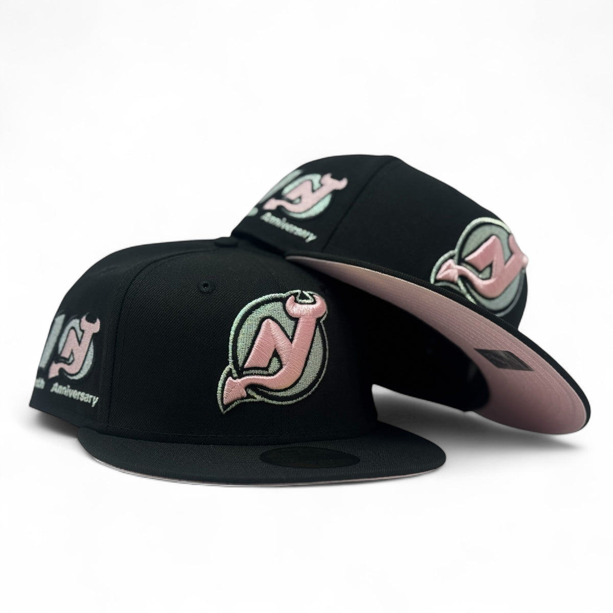 Black New Jersey Devils 10th Anniversary Pink Brim Fitted Hats – Sports ...