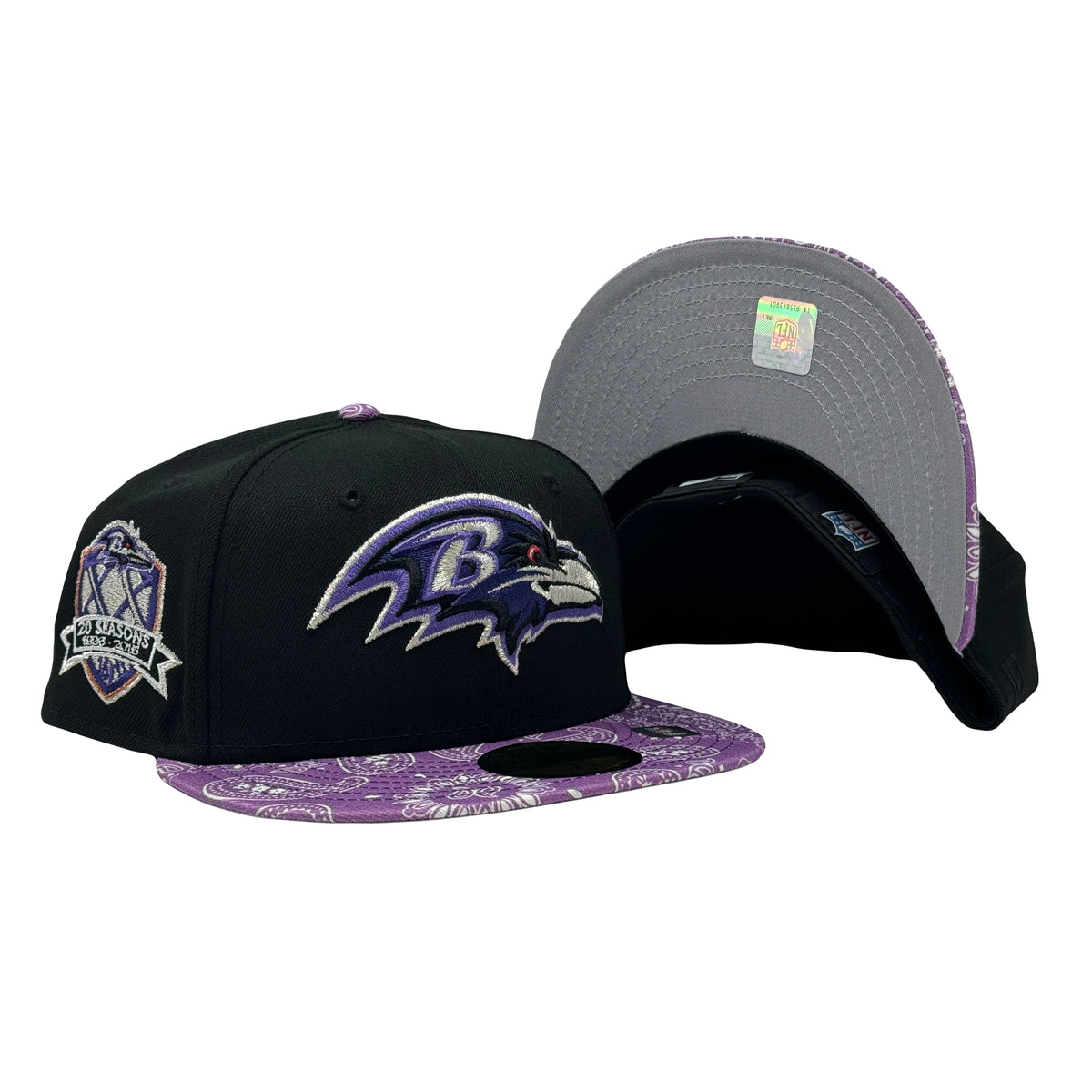 Baltimore Ravens 20th Anniversary NFL Paisley Collection Fitted hat ...