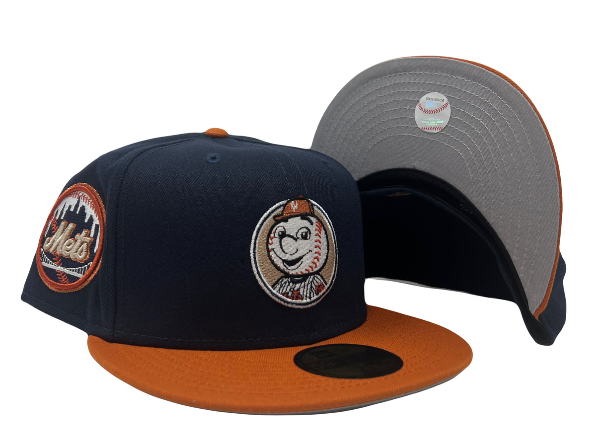 New York Mets Mr. Mets Man Navy Rust orange New Era Fitted – Sports ...