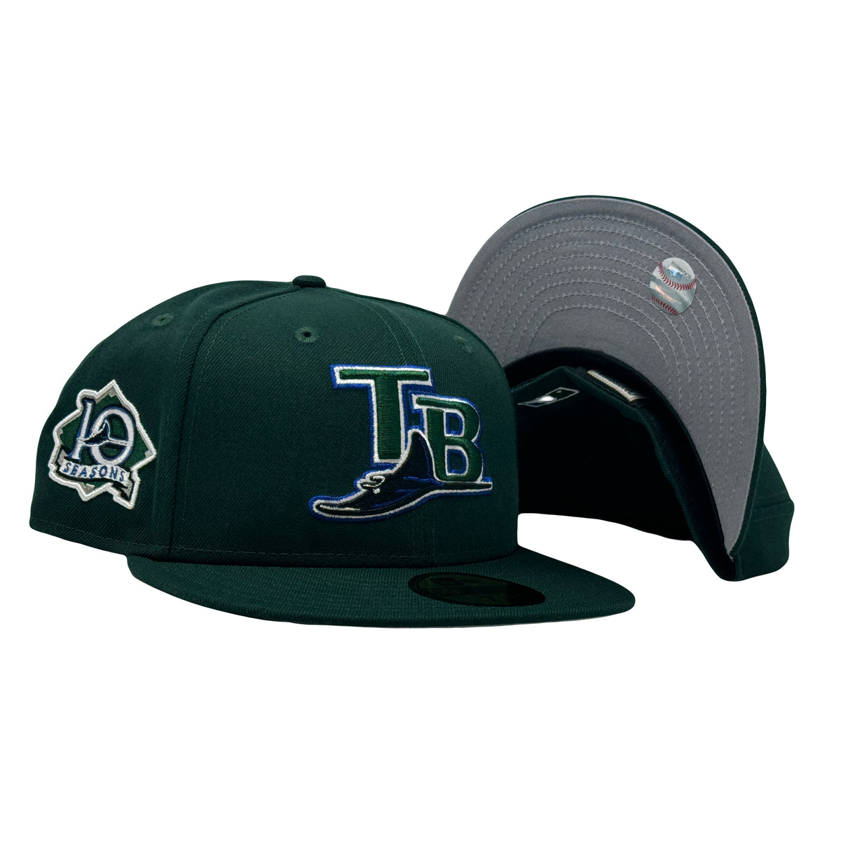 Tampa Bay Devil Rays 10th Seasons Dark Green 59Fifty New Era Fitted Ha ...