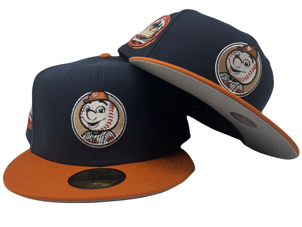 New York Mets Mr. Mets Man Navy Rust orange New Era Fitted – Sports ...