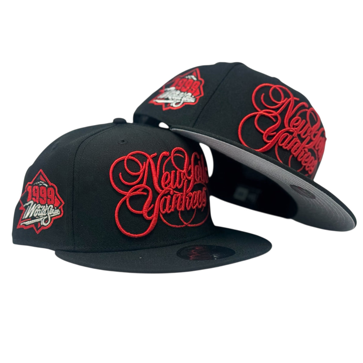 New York Yankees 1999 world Series Snapback Script Logo Hat-Black Red