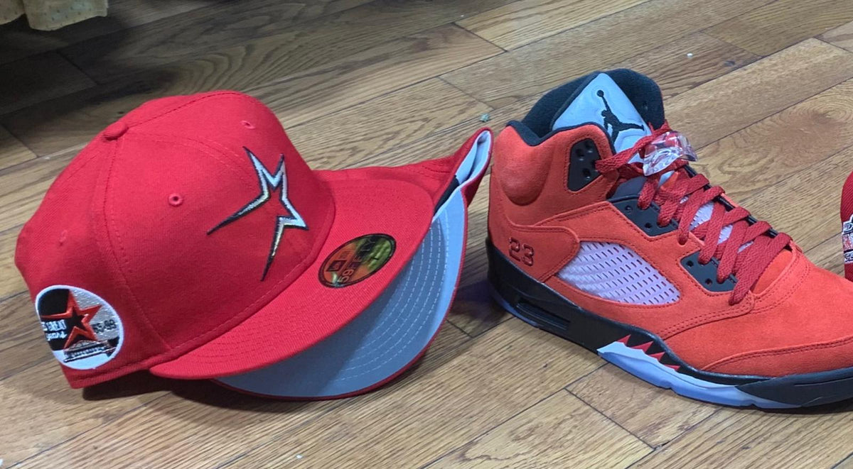 HOUSTON ASTROS 35TH ANNIVERSARY RED REFLECTIVE BRIM NEW ERA FITTED HAT