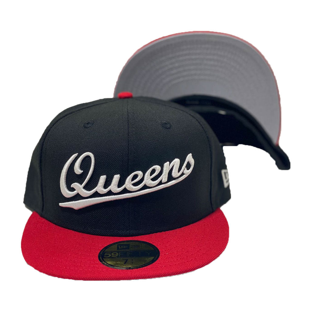 Queens Black Red New Era Fitted Hat – Sports World NY