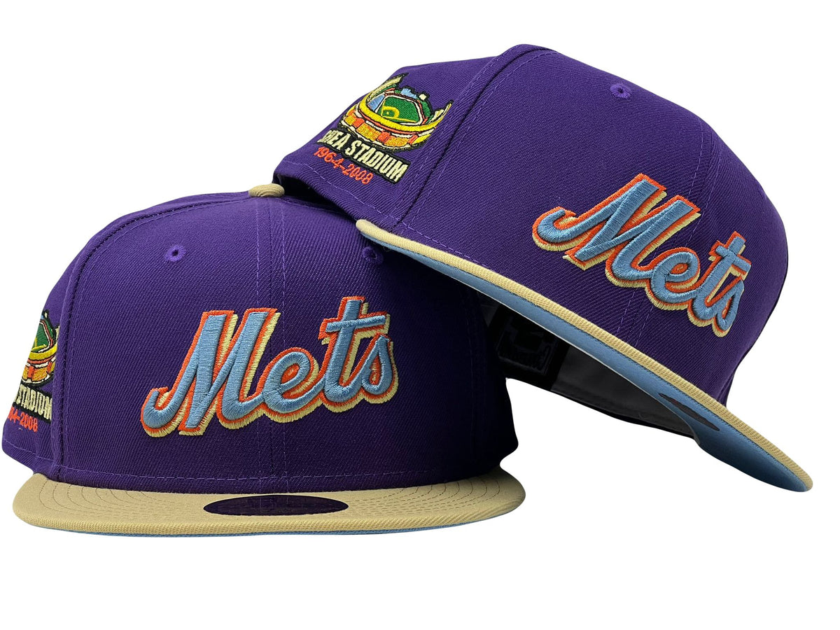 NEW YORK METS SHEA STADIUM DEEP PURPLE VEGAS GOLD VISOR ICY BRIM NEW E ...