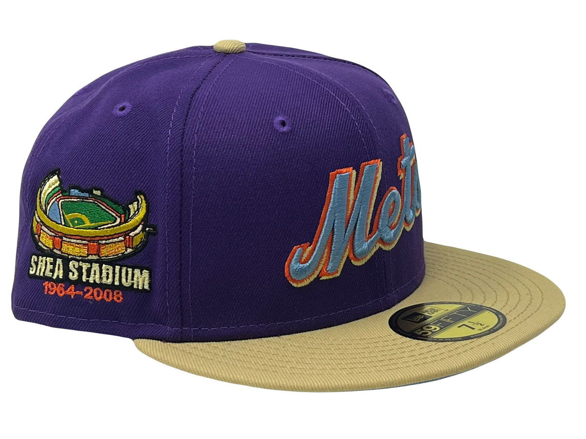 NEW YORK METS SHEA STADIUM DEEP PURPLE VEGAS GOLD VISOR ICY BRIM NEW E ...