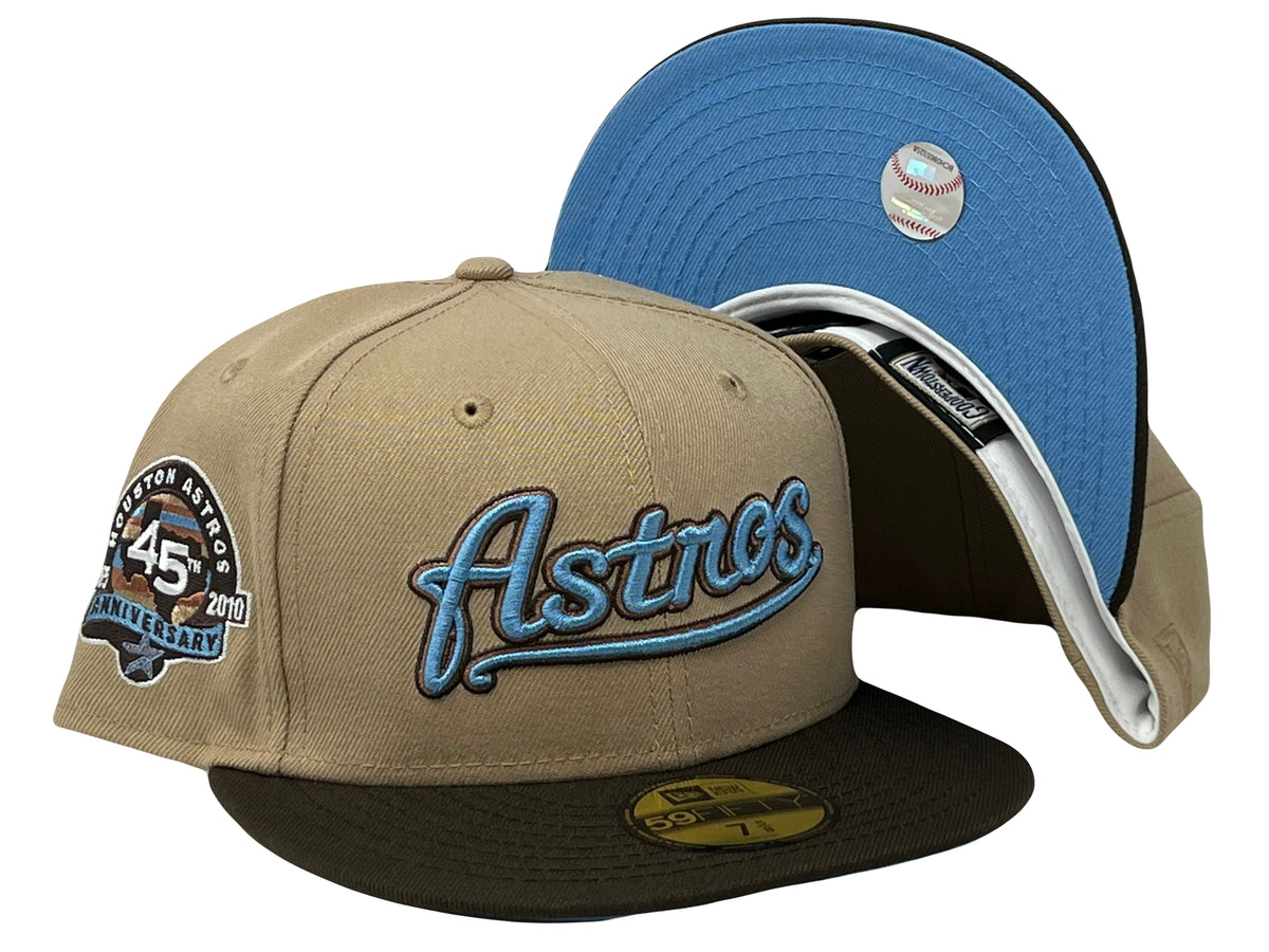 HOUSTON ASTROS 45TH ANNIVERSARY CAMEL BROWN VISOR ICY BRIM NEW ERA FIT