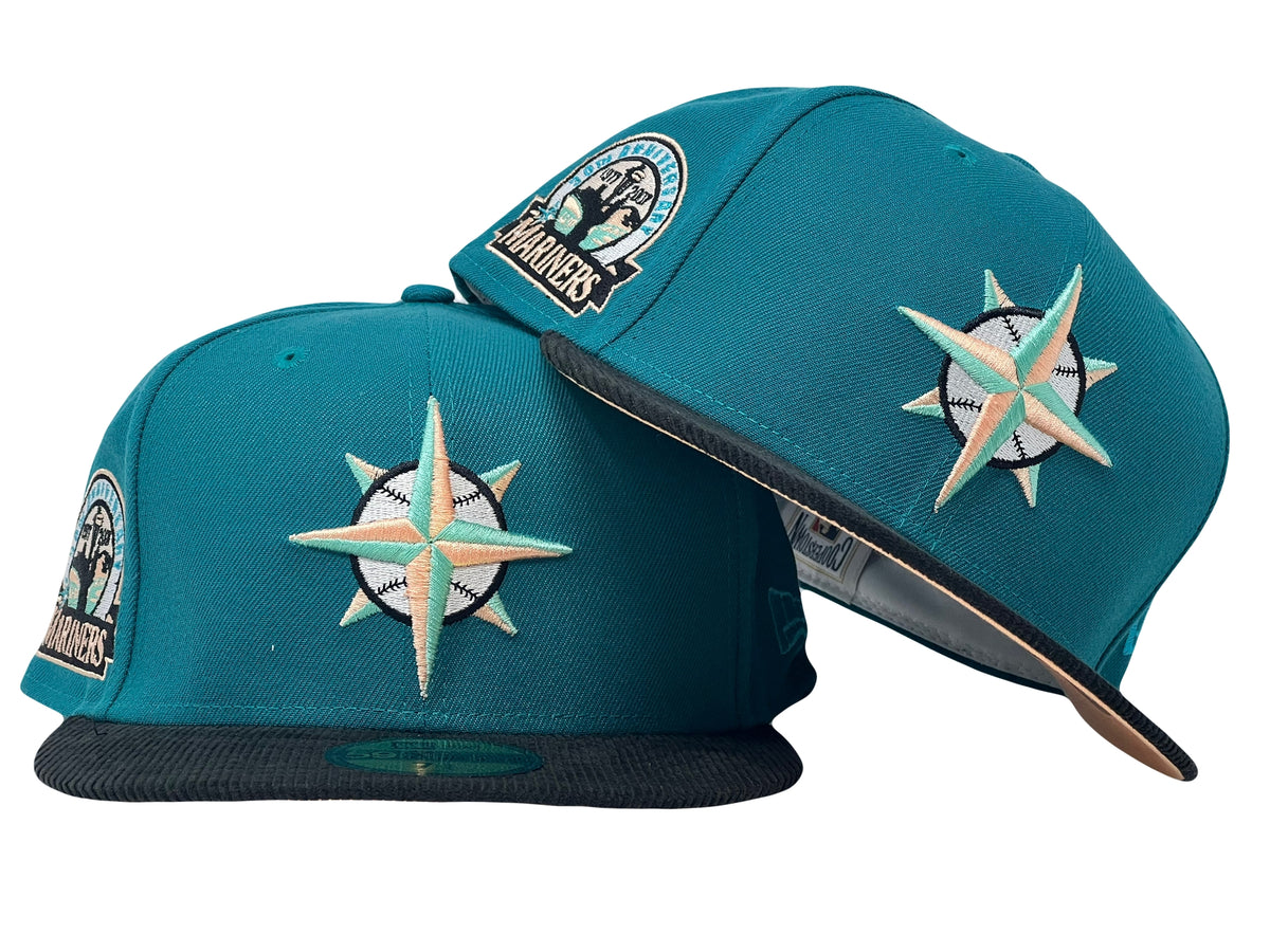 Seattle Mariners 30th Anniversary Aqua Blue Black Corduroy Visor Fitte