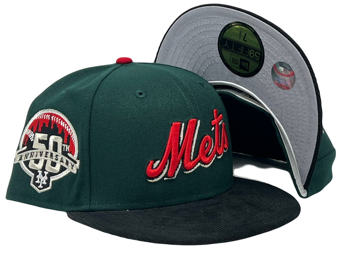 New York Mets 50TH Anniversary Dark Green Black Corduroy Visor Gray Br